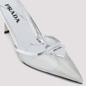 Prada Polyamide Slingback Pumps With Stiletto Heel - Silver