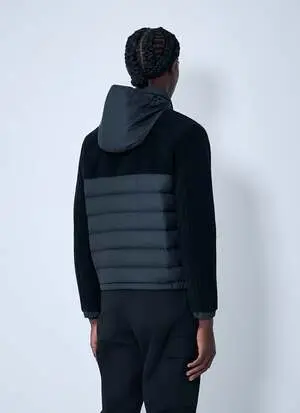Moncler Quilted Down & Fleece Stand Collar Jacket - Black