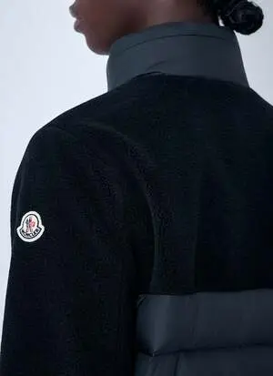 Moncler Quilted Down & Fleece Stand Collar Jacket - Black