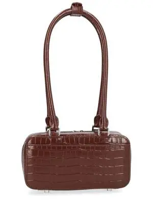 SELF-PORTRAIT Crocodile Effect Top Handle Bag - Brown