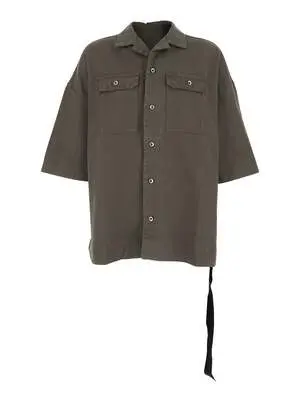 Rick Owens Magnum Tommy' Short Sleeve Button-up Shirt In Grey Cotton - Multicolor
