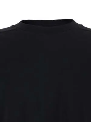 Rick Owens Cotton Crew Neck T-shirt With Raised Collar - Black