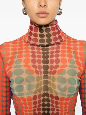 JEAN PAUL GAULTIER High Neck Long Sleeve Top - Multicolor