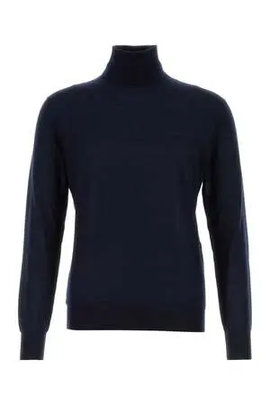 Saint Laurent Navy Cashmere Blend High Neck Sweater