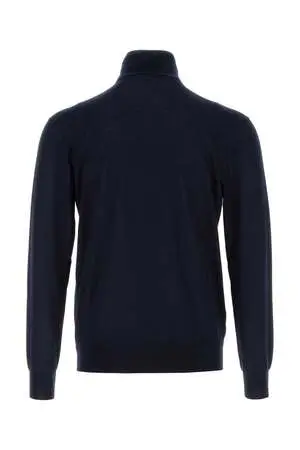 Saint Laurent Navy Cashmere Blend High Neck Sweater