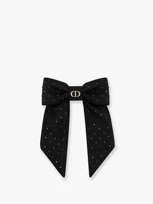 Dior Twist Technical Fabric And Silver-colored Crystals Bow Hair Clip - Multicolor