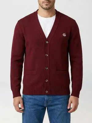 Gucci V-neck Cardigan With Embroidered Logo - Red