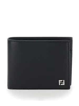 Fendi Fendi Men Black Bifold Wallet With Ff Metal Logo In Leather For Men Multicolor