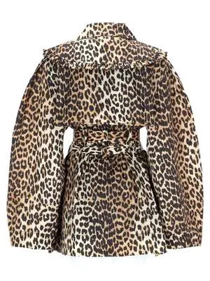 GANNI Leopard Print Short Trench Coat - Multicolor