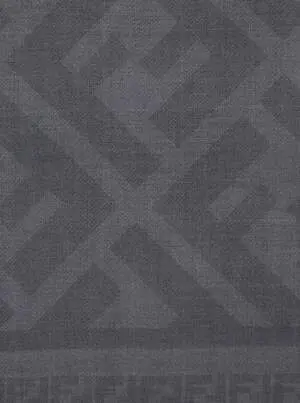 Fendi Scarf With Ff Motif All-over In Blend Wool And Silk - Gray