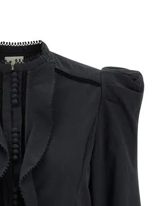 Isabel Marant Étoile Calina Cotton Victorian Shirt With Ruffles And Crochet - Black