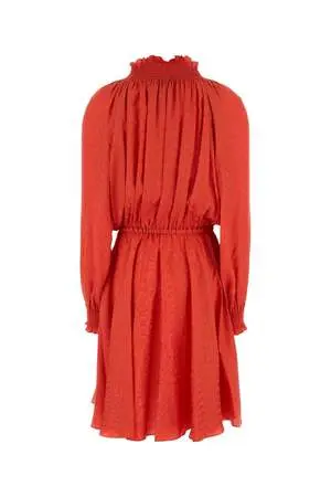 Fendi Coral Silk Mini Dress - Red
