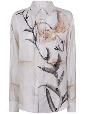 PIERRE-LOUIS MASCIA Long Sleeve Printed Silk Shirt - Multicolor
