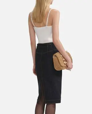 SELF-PORTRAIT Lace Trim Rib Knit Top