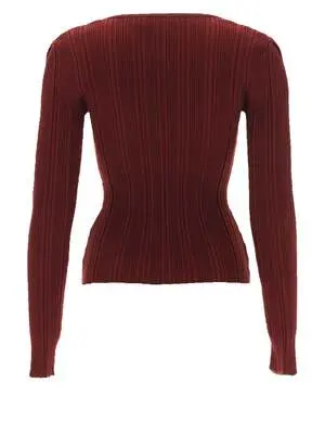 SELF-PORTRAIT Ribbed Knit Top With Lace Detailing - Multicolor