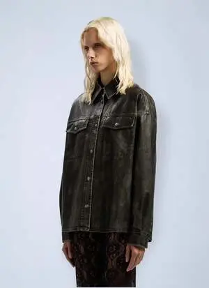 Palm Angels Curved Logo Coated Overshirt