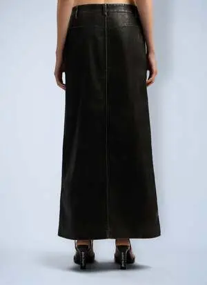 Palm Angels Curved Logo Coated Long Skirt