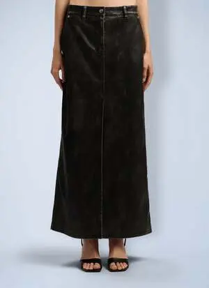 Palm Angels Curved Logo Coated Long Skirt