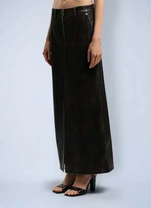 Palm Angels Curved Logo Coated Long Skirt