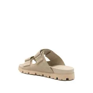 Prada Logo Appliqué Suede Sandals