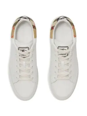 Burberry Leather Lace-up Sneakers With Checkered Heel - Multicolor