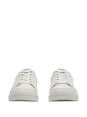 Burberry Leather Lace-up Sneakers With Checkered Heel - Multicolor