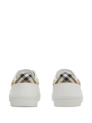 Burberry Leather Lace-up Sneakers With Checkered Heel - Multicolor