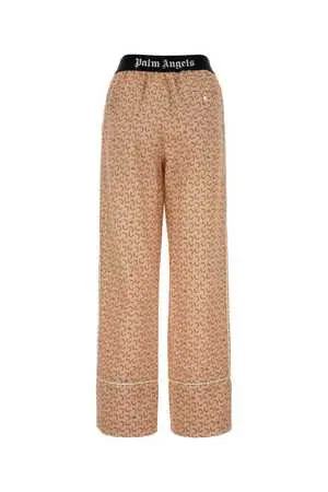 Palm Angels Printed Linen Blend Wide-leg Pants