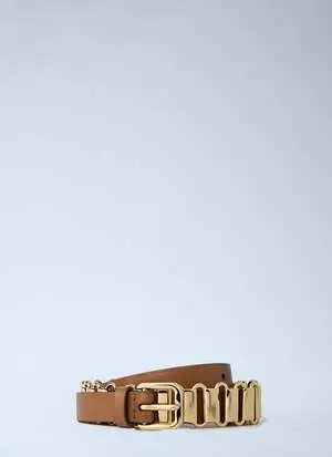 Miu Miu Chain Detail Leather Belt - Brown