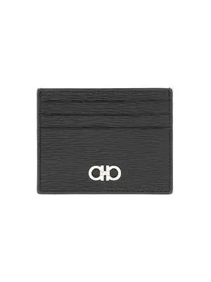 FERRAGAMO Leather Card Holder - Black