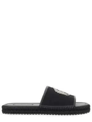 Dolce & Gabbana Logo Espadrille Slide - Black