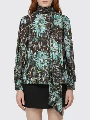 Gucci Floral Print Tie Neck Blouse - Blue