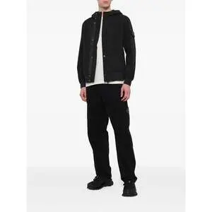 Stone Island Hooded Jacket With Ribbed Cuffs And Sleeve Badge