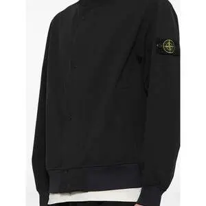 Stone Island Hooded Jacket With Ribbed Cuffs And Sleeve Badge
