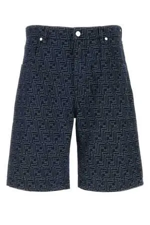 Fendi Embroidered Denim Bermuda Shorts - Multicolor