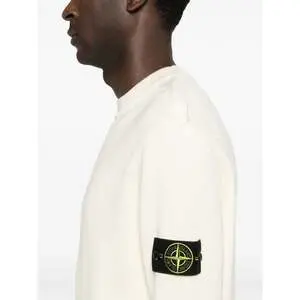 Stone Island Crew Neck Ribbed Organic Cotton Jumper - Cream