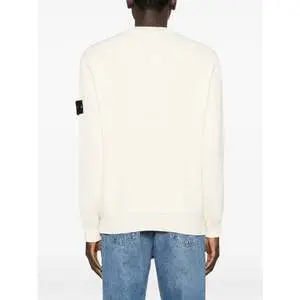 Stone Island Crew Neck Ribbed Organic Cotton Jumper - Cream