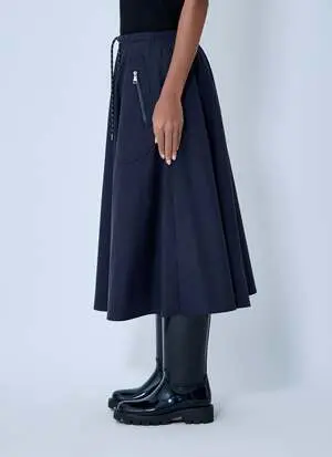 Moncler Mid-rise Drawstring Skirt With Zip Pockets - Blue
