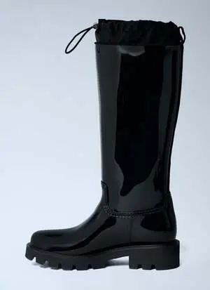 Moncler Knee-high Rain Boots With Drawstring Top - Black