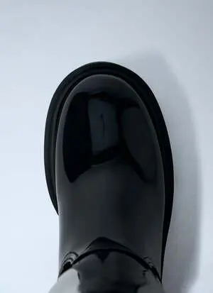Moncler Knee-high Rain Boots With Drawstring Top - Black