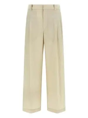 Brunello Cucinelli Pleated Cotton Blend Trousers - Multicolor