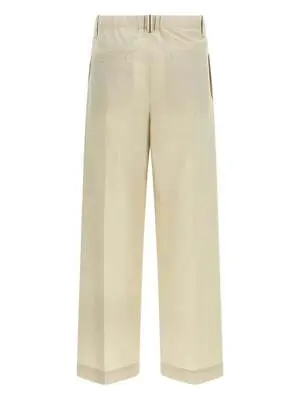 Brunello Cucinelli Pleated Cotton Blend Trousers - Multicolor