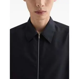 JIL SANDER Virgin Wool Zip-up Shirt Jacket - Blue
