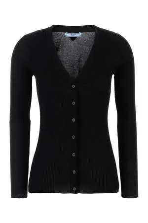 Prada Ribbed V-neck Cardigan