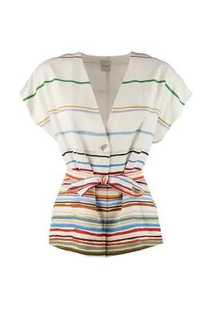 Paul Smith Striped Button-up Blouse With Tie Detail
