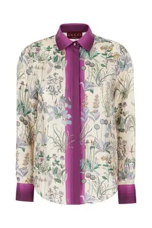 Gucci Floral Print Shirt With Contrasting Details - Multicolor