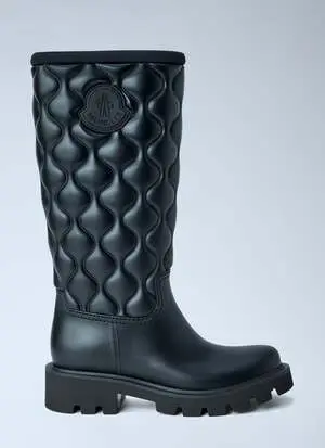 Moncler Kickstream Knee-high Rubber Boots With Drawstring - Black