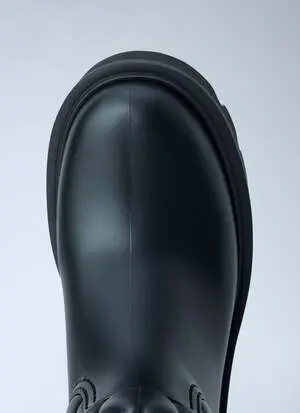 Moncler Kickstream Knee-high Rubber Boots With Drawstring - Black
