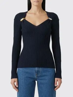 Bottega Veneta Ribbed Long Sleeve Sweater With Embellishment - Blue
