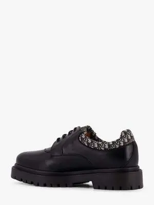 Dior Black Leather Lace-up Shoes With Oblique Logo Detail
